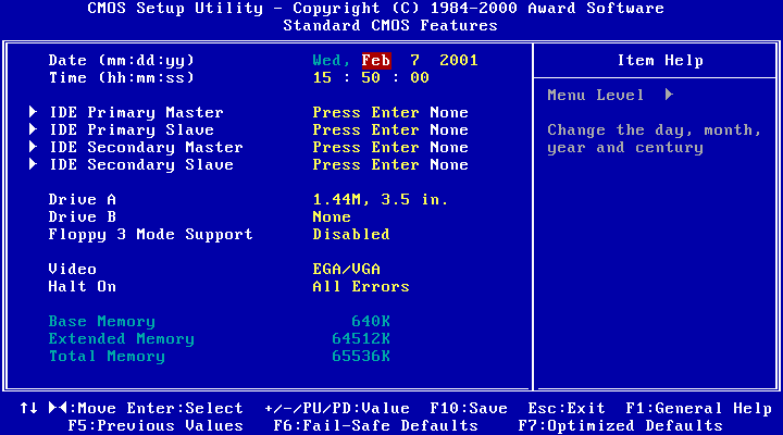 Figura 11.83 - Standard CMOS Setup da Award